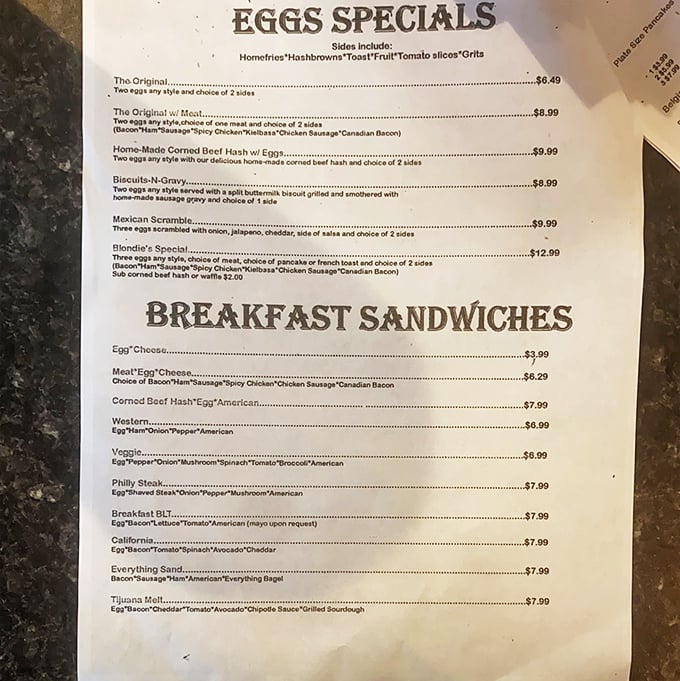 Decisions, decisions! This menu is like a greatest hits album of breakfast classics. Warning: May cause uncontrollable drooling.