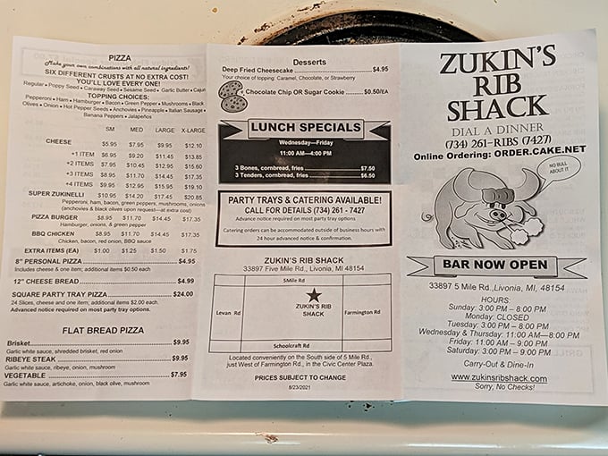 Decisions, decisions! Zukin's menu is a treasure map of flavor, each item a potential X marks the spot for your taste buds.