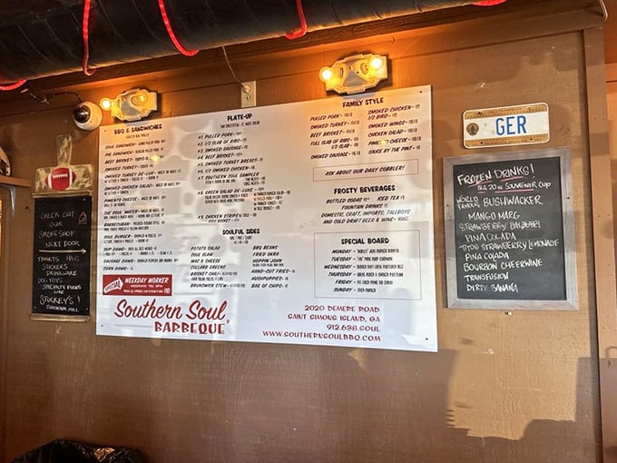 Decisions, decisions! This menu is like a roadmap to flavor town, with pit stops at Brisket Boulevard and Pulled Pork Place.