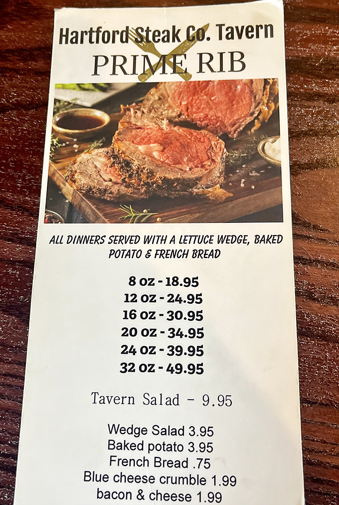 The menu that launched a thousand cravings. From modest 8 oz to mighty 32 oz, there's a prime rib for every appetite. Decisions, decisions!