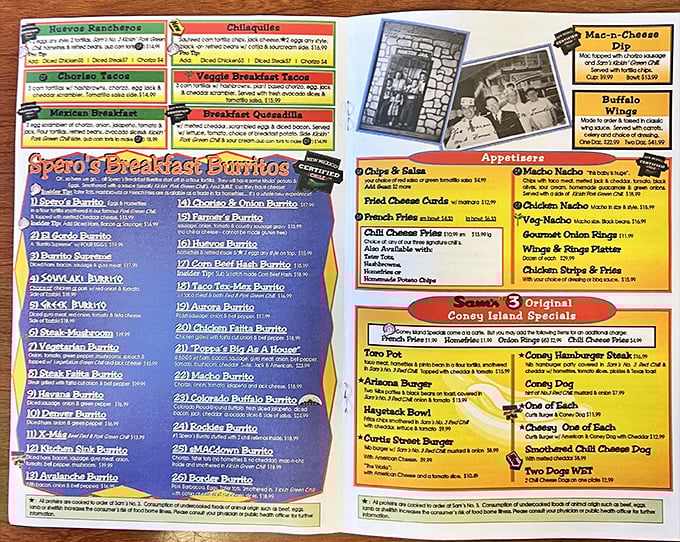 Behold, the menu of champions! More options than a Netflix queue, each promising a delicious adventure for your taste buds.