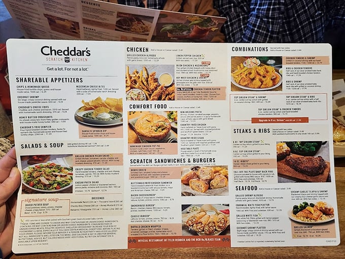 The menu at Cheddar's reads like a greatest hits album of American comfort classics. No pretentious foam or deconstructed anything here.