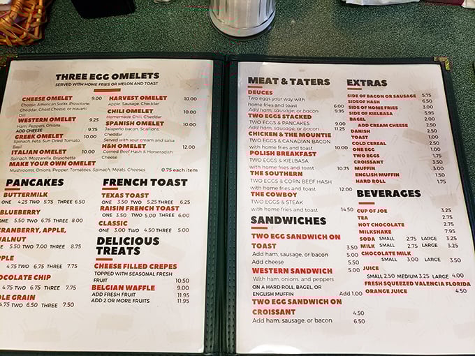 Decisions, decisions! This menu is a roadmap to breakfast bliss. Pro tip: Close your eyes and point &ndash; you can't go wrong.