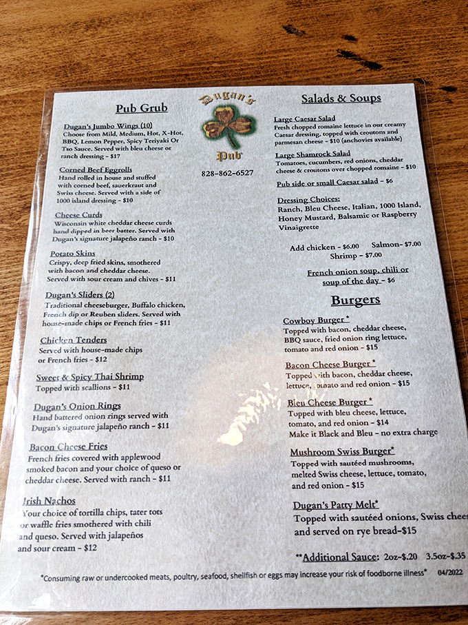 The menu reads like a love letter to comfort food classics, each dish promising satisfaction without pretension.