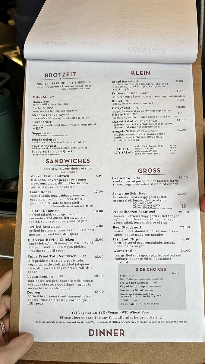 This menu is a United Nations of flavor. From Reuben to Touristenwurst, it's like your taste buds just got a passport to deliciousness.