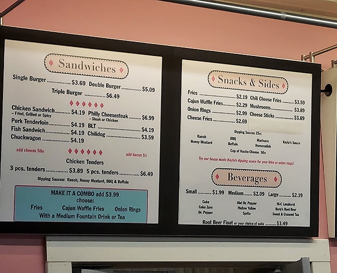 Decisions, decisions! The menu board at Kayla's is a treasure map of culinary delights. Pro tip: Bring your reading glasses and an empty stomach.