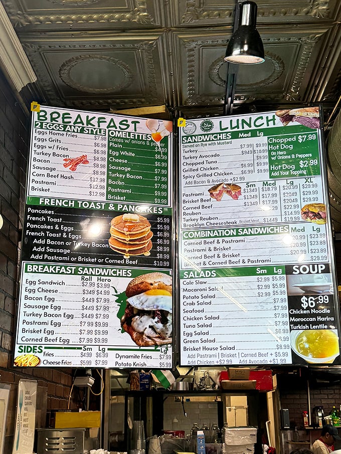 Behold, the sacred texts of sandwich salvation! This menu board is a roadmap to culinary bliss.