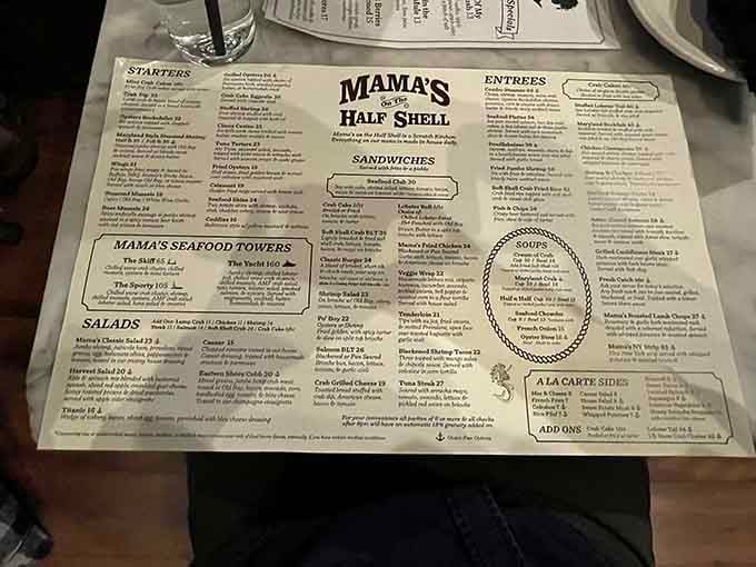 A menu that reads like a love letter to the sea: Cocktails, crab, and culinary treasures galore at Mama's On the Half Shell.