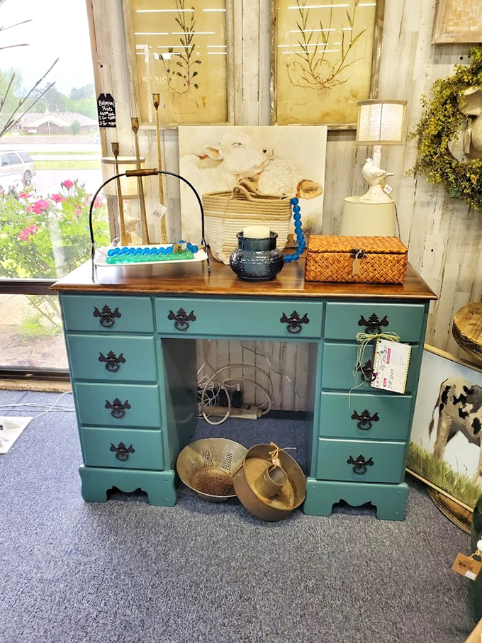 This turquoise desk isn't just furniture; it's someone's future heirloom. Imagine the stories it could tell&mdash;and the ones you'll write on it.