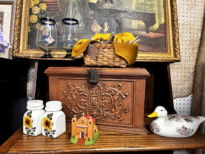 This ornate wooden box isn't just furniture&mdash;it's someone's craftsmanship, history, and possibly the perfect home for your grandmother's recipes.