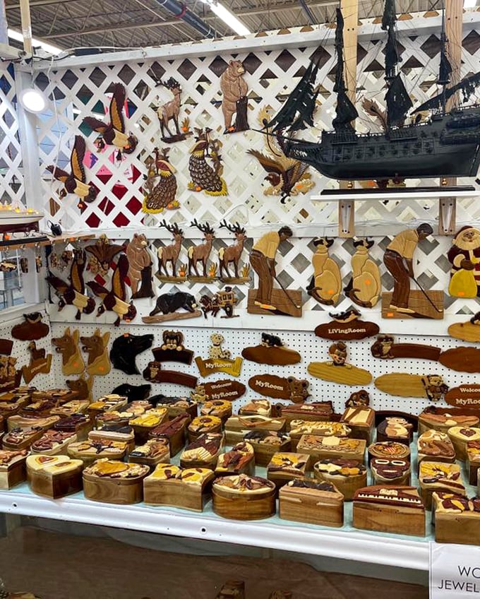 Who wood have thought? These handcrafted critters are ready to migrate from this pegboard forest straight to your living room.