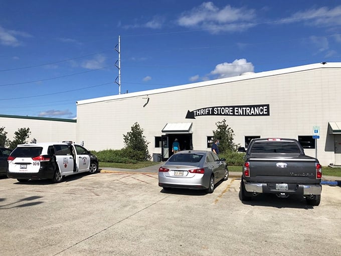 "Unassuming on the outside, a wonderland within. This thrift store entrance is like a secret passage to bargain bliss."