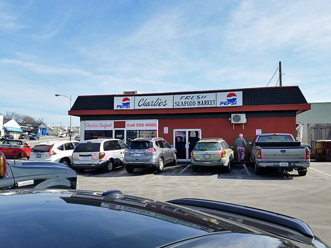 Charlie's Fresh Seafood Market: Where Pepsi signs and fish filets coexist in delicious harmony. It's a seafood lover's treasure chest!