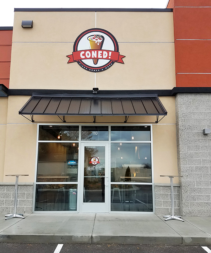 Coned Pizza: The pizza that stands up for itself! This Meridian marvel is what happens when a slice and an ice cream cone fall in love.