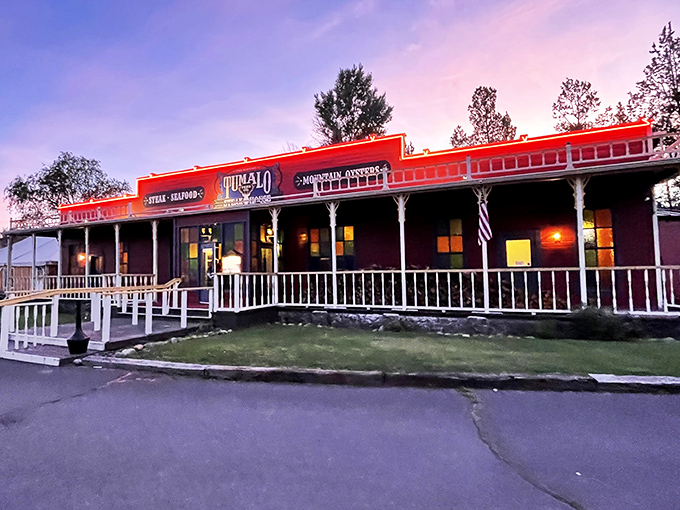 Giddy up, taste buds! This red-trimmed steakhouse is where cowboys and foodies alike find beefy bliss.
