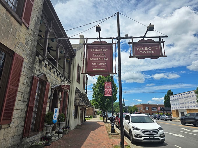 Is that George Washington at the bar? Nah, just another satisfied customer at Old Talbott Tavern. Come for the history, stay for the heavenly steaks.