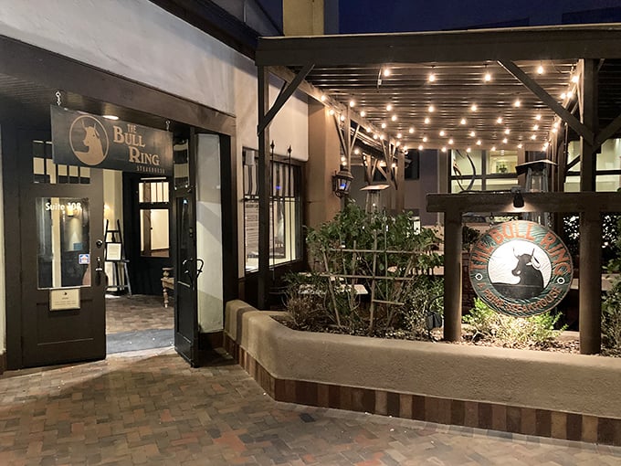 Nighttime at The Bull Ring: When the sun goes down, the steaks come out to play. It's like a speakeasy for beef lovers!