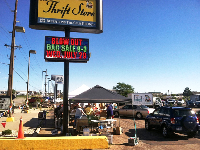 Parking lot bonanza! The Thrift Store's outdoor extravaganza is like a flea market on steroids. Bargain hunters, start your engines!