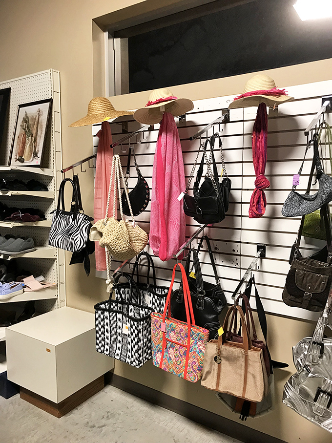 Bag lady's paradise or purse-onality test? This wall of handbags is ready to accessorize your wildest outfit dreams.
