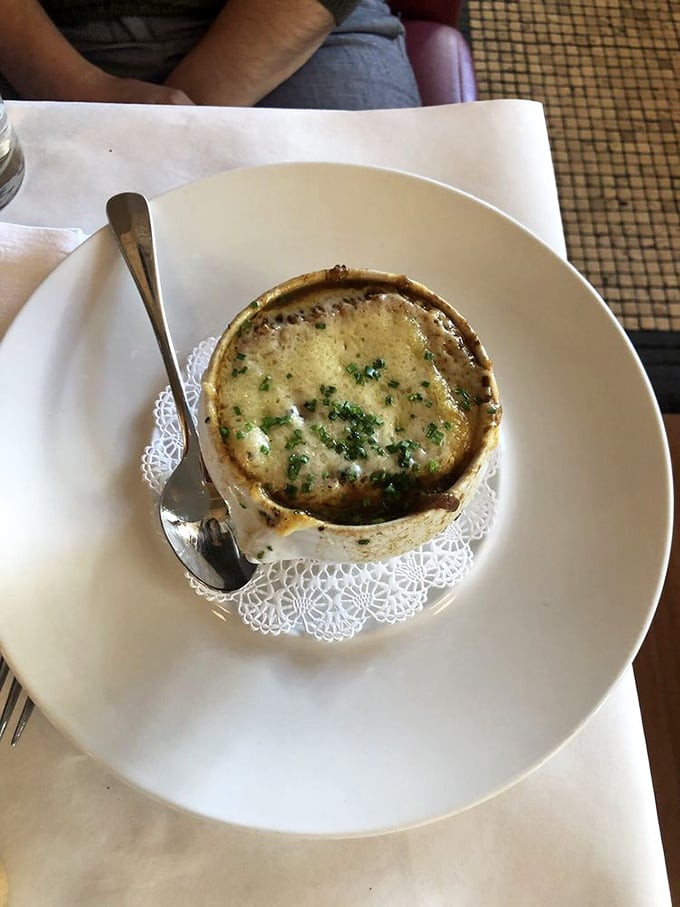 Behold, the crown jewel of comfort food! This French onion soup is so good, it might just make you forget about that "low-carb" resolution you made.