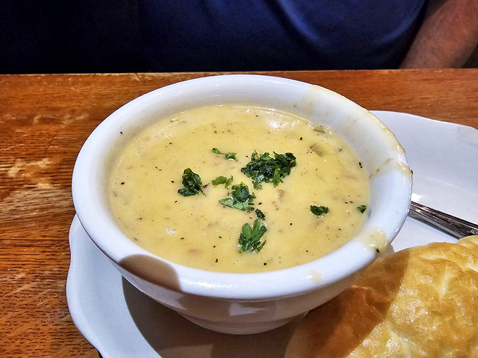 Behold, the legendary clam chowder! So creamy and flavorful, it might just make New England jealous. Paired with crusty bread, it's comfort in a bowl.