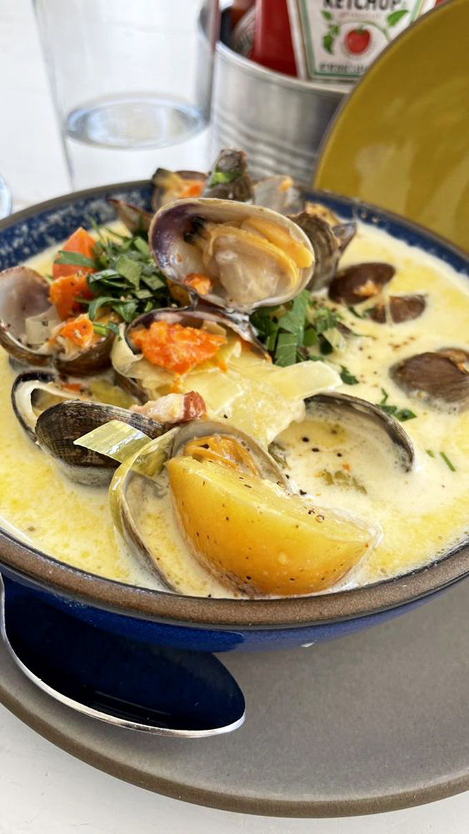 Dive into a bowl of ocean-kissed comfort! This clam chowder looks so good, you might forget about the oysters for a hot minute.