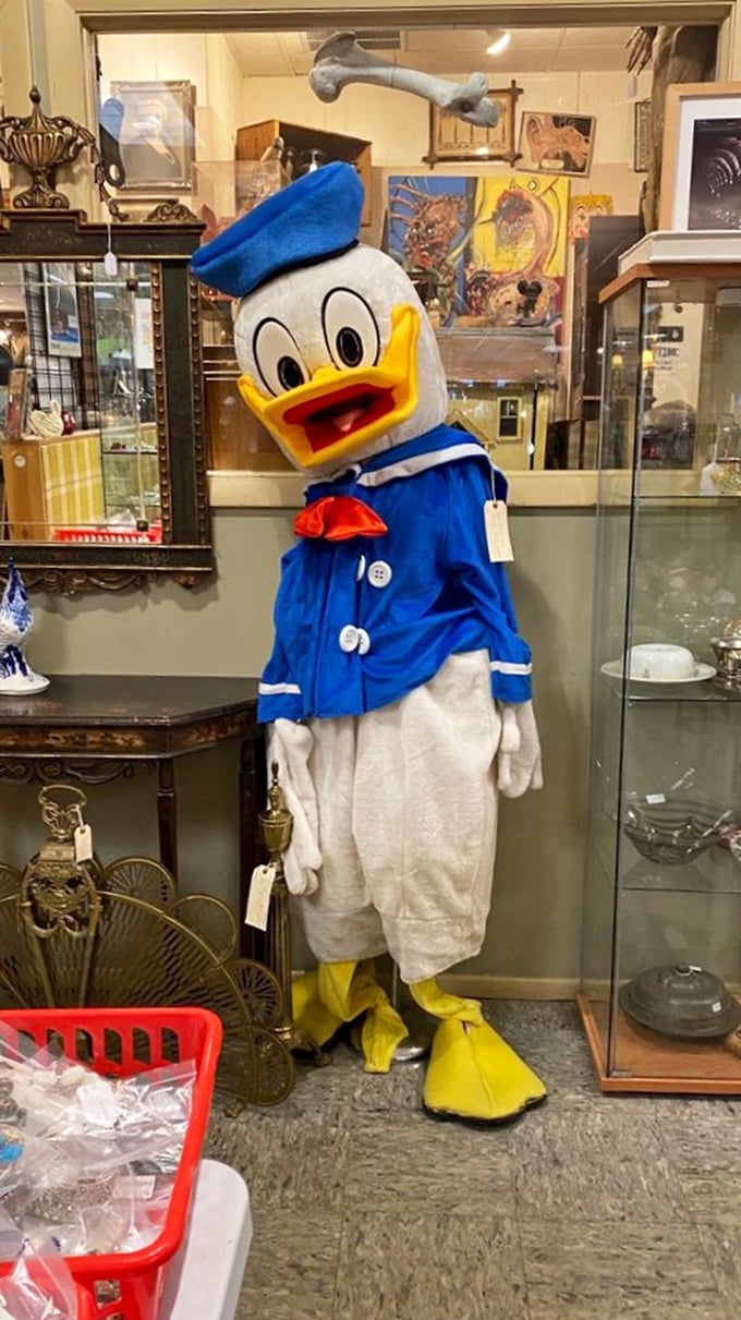 Holy sailor suit, Batman! Donald Duck's dapper doppelganger stands guard, ready to quack you up with nautical nonsense.