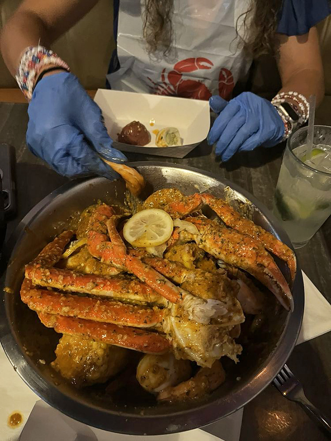 Abandon your utensils, ye who enter here! This crab and shrimp boil is a hands-on adventure that'll have you feeling like Neptune himself.