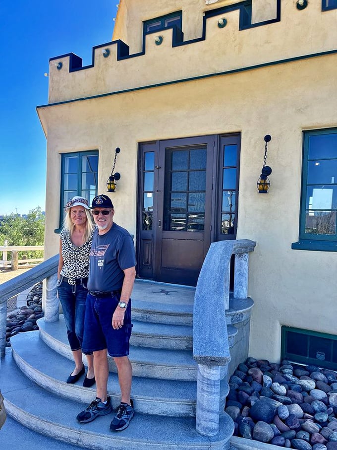 Knock knock! Who's there? Just your average Joe ready to feel like royalty for a day at Tovrea Castle's grand entrance.