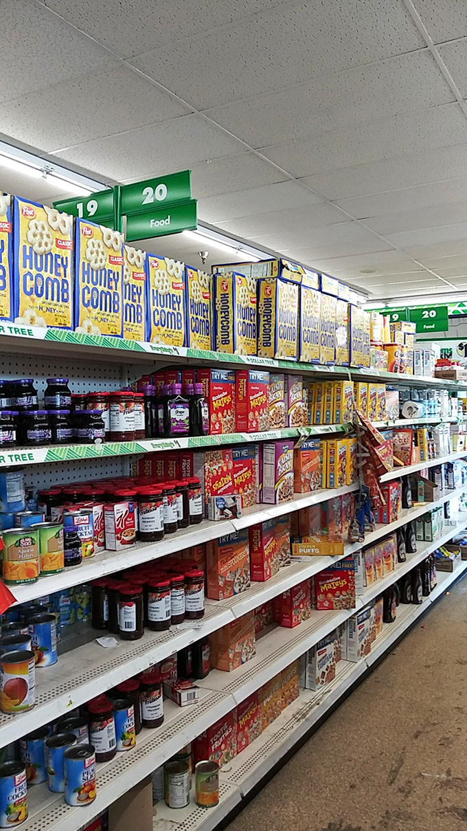 Honey, I shrunk the grocery bill! This aisle is a cornucopia of pantry staples that would make even extreme couponers swoon.