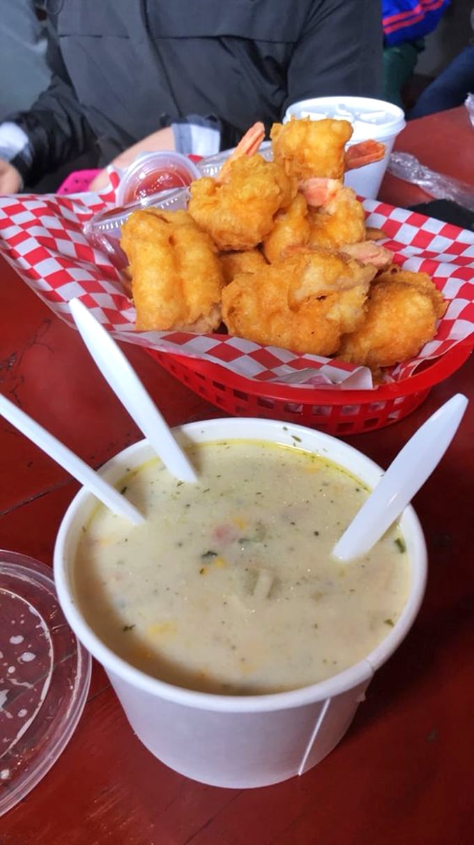 Golden-fried shrimp and creamy chowder: a dynamic duo that could give Batman and Robin a run for their money in the sidekick department.