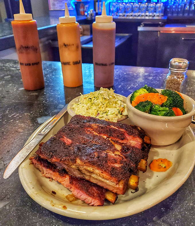 Holy smoke rings, Batman! These ribs are so tender, they practically fall off the bone with a stern look. Napkins are not optional.