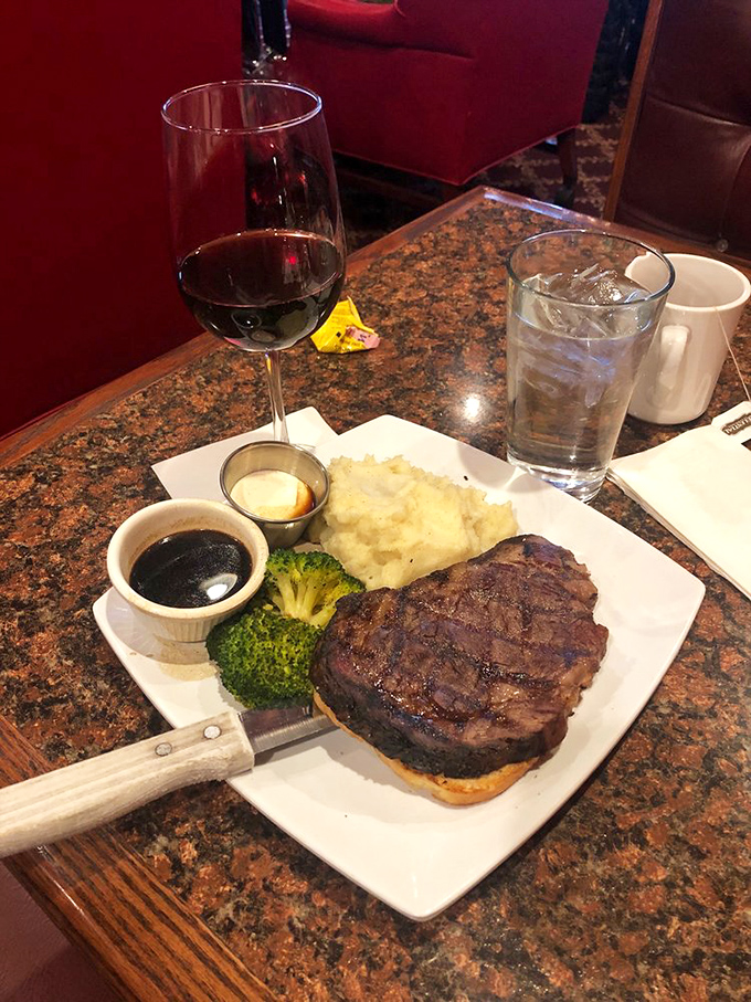 That moment when your prime rib arrives and suddenly your wine glass looks embarrassingly empty. Perfection deserves a proper toast.