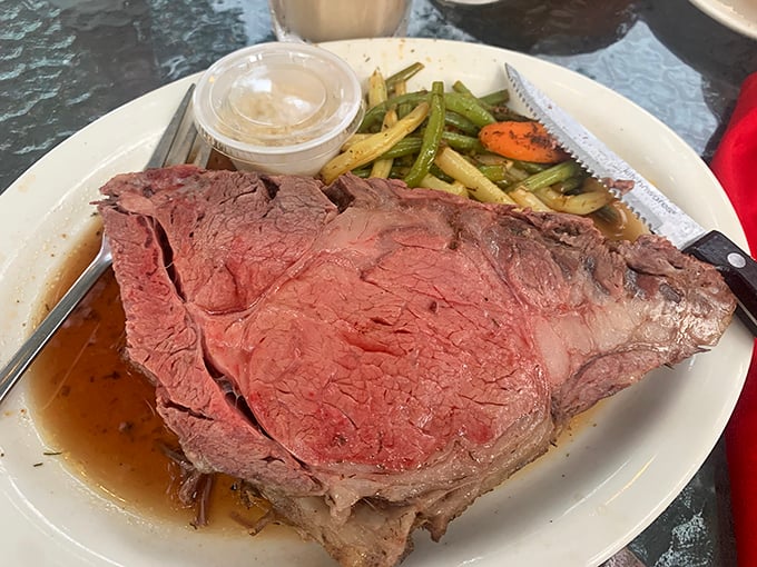 Behold the king of beef! This prime rib is so perfectly cooked, it might just bring a tear to your eye.