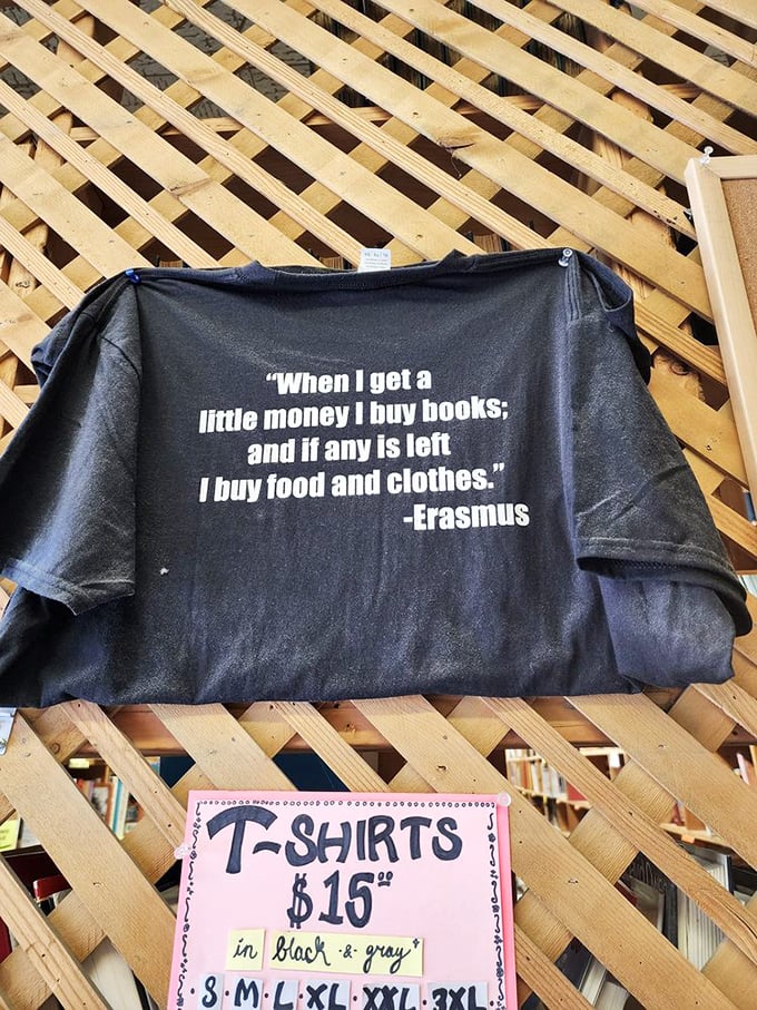 Even the t-shirts here are literary! Erasmus would be proud &ndash; and probably broke if he shopped here.