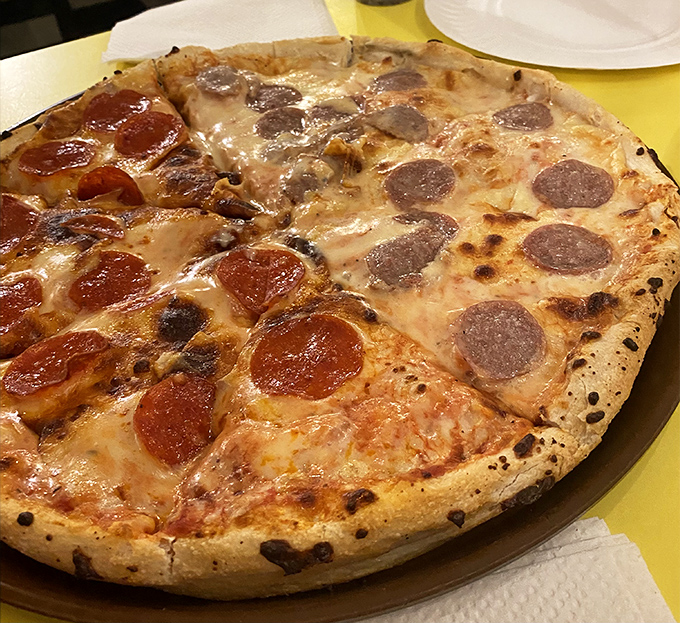 The age-old pizza dilemma solved! Half cheese, half pepperoni &ndash; because sometimes you can have your cake (or pizza) and eat it too.