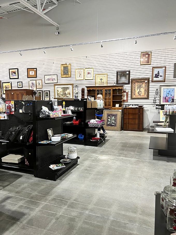 Wall-to-wall framed art awaits new homes, from charming landscapes to quirky prints that once adorned someone else's memory-filled hallways.