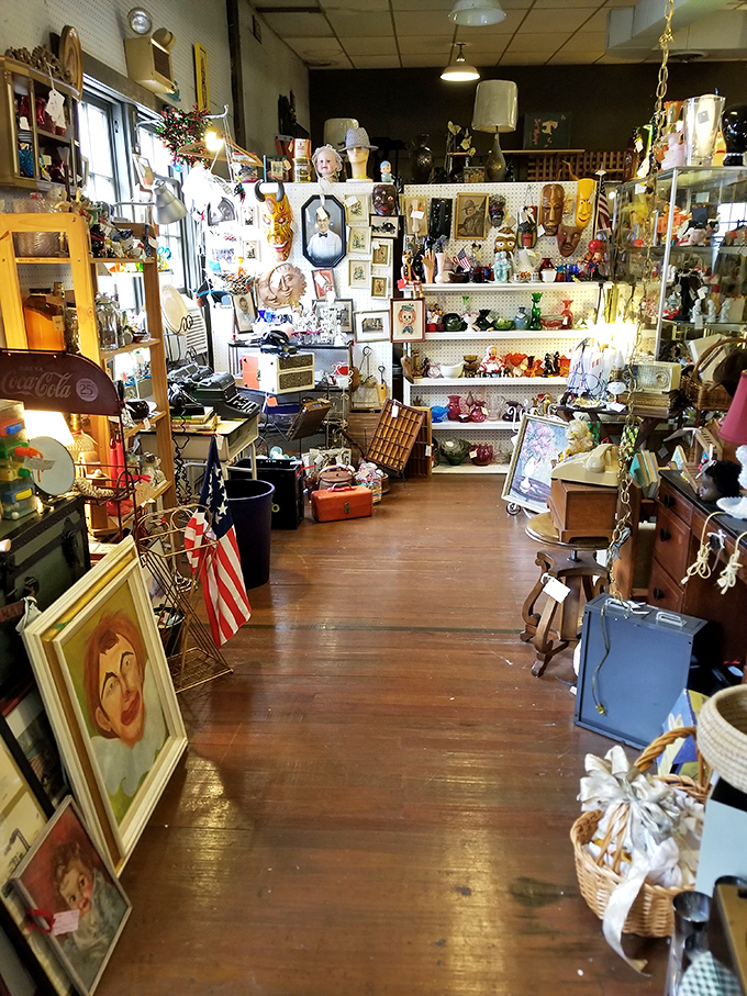 It's like your eccentric aunt's attic exploded... in the best way possible! From kitschy knick-knacks to elegant antiques, this corner has it all.