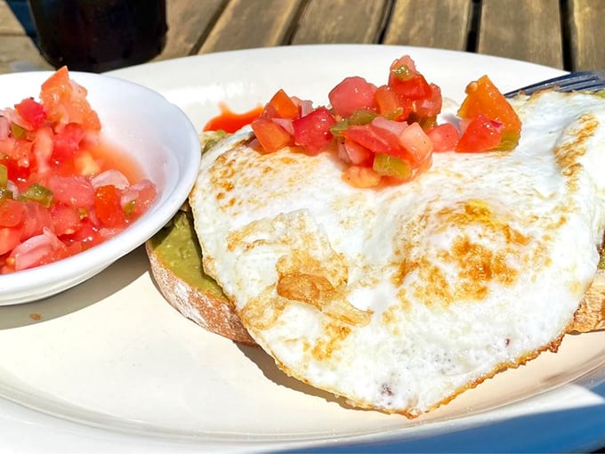 Sunny-side up and ready to party! This plate is a fiesta of flavors, where eggs and veggies dance together in perfect harmony. Ole for breakfast!