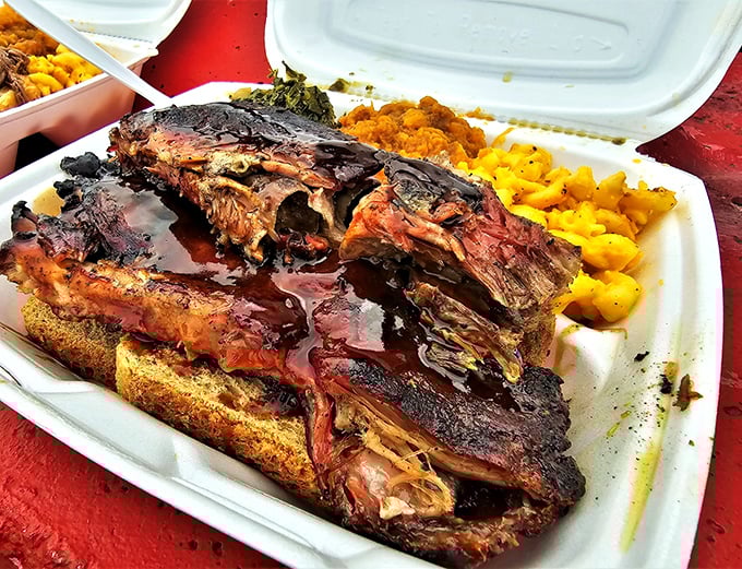 Holy smoke rings, Batman! These ribs look so tender, they might just fall off the bone if you whisper "barbecue" too loudly.