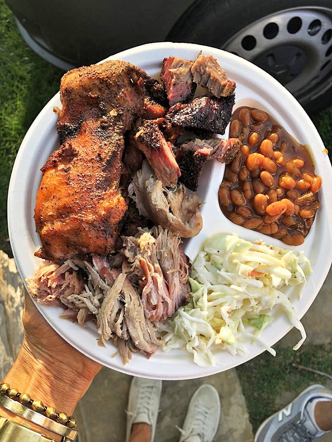 Behold, the holy trinity of BBQ! This plate is so colorful, it could double as modern art &ndash; if modern art was delicious.