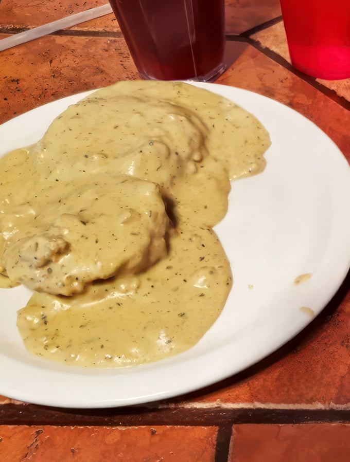 Biscuits and gravy: the breakfast of champions and comfort-seekers alike. This plate could make even a grizzly bear purr with delight.