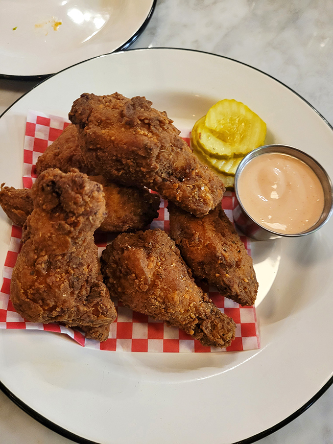 Golden-brown perfection that makes you question every other wing you've ever eaten. That sauce-to-crunch ratio is what dreams are made of.