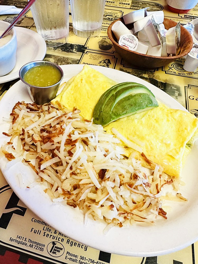 Behold the California Omelette: a golden sunrise on a plate, with avocado standing in for the Hollywood hills.