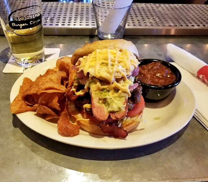 This isn't just a cheeseburger; it's a tower of flavor that would make the Leaning Tower of Pisa stand up straight with envy.