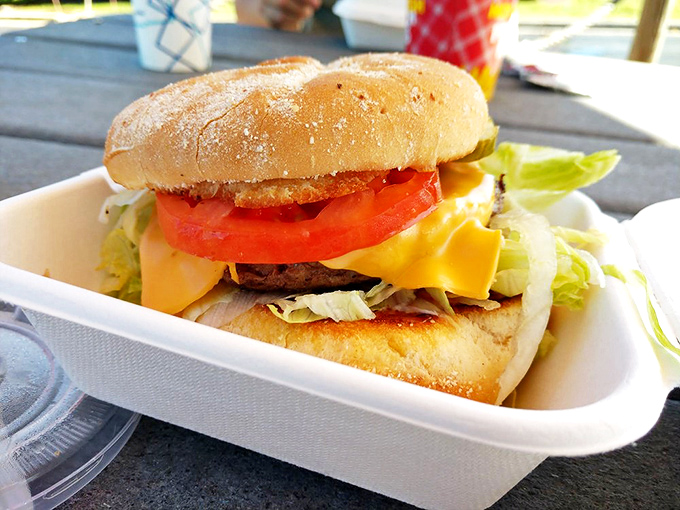 Behold, the cheeseburger of your dreams! This beauty could make even the Mona Lisa crack a smile. It's not just a meal, it's an experience.