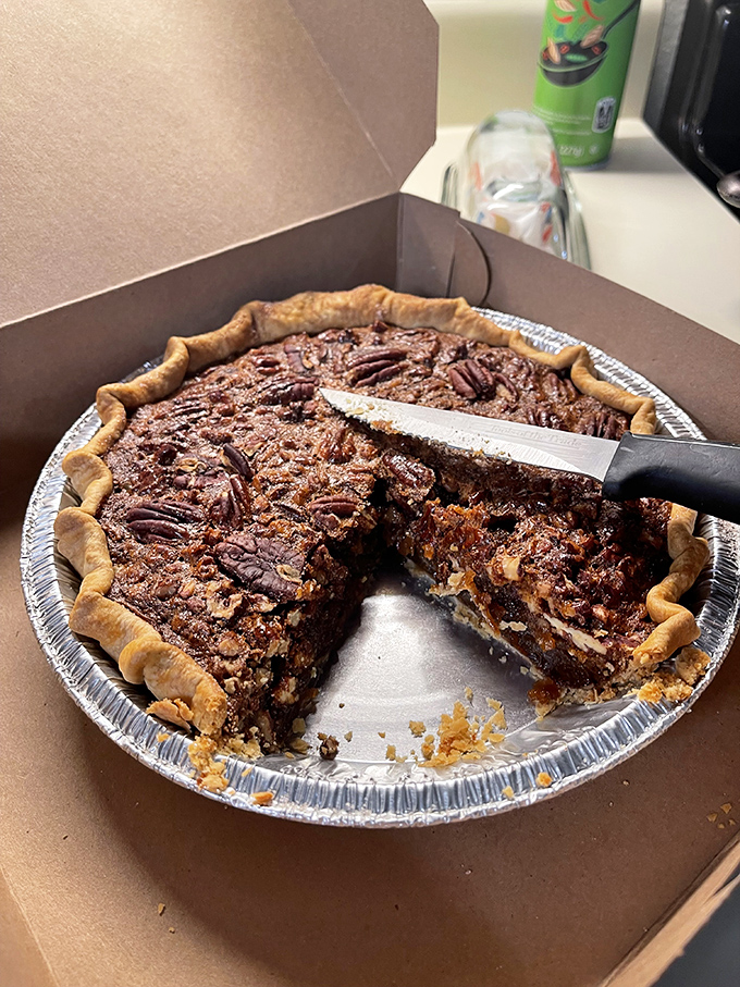 Holy pecan, Batman! This chocolate pecan pie looks so rich and gooey, it could probably pay off your mortgage. Resistance is futile.