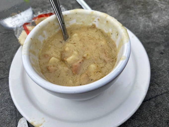 Clam chowder that's worth writing home about. Creamy, dreamy, and packed with more clams than a beach at low tide.