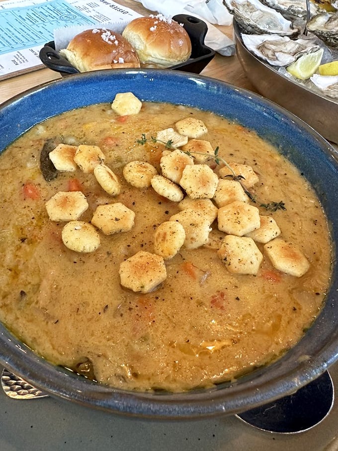 Clam chowder so good, it'll make you want to hug the chef. Those Parker House rolls? The perfect chowder-dunking sidekick.