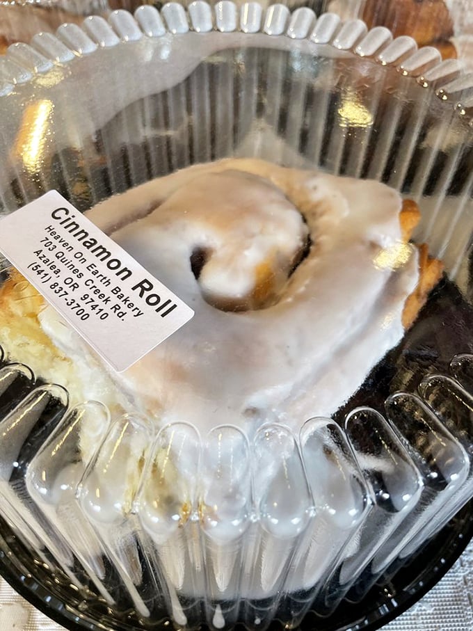 Holy cinnamon, Batman! This behemoth of a roll isn't just breakfast; it's a sweet, gooey adventure waiting to happen.